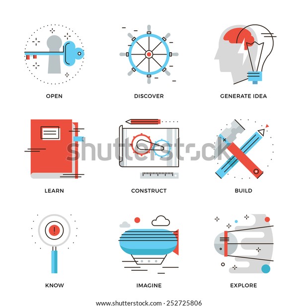 Thin Line Icons Conceptual Vision Thinking Stock Vector (Royalty Free ...