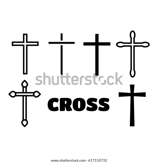 Thin Line Icons Set Crosses Illustration Stock Vector (Royalty Free ...