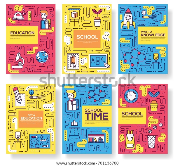 Thin Line School Class Brochure Card Stock Vector (Royalty Free) 701136700