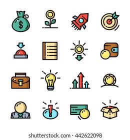 Thin Line Start Icons Set Business Stock Vector (Royalty Free ...
