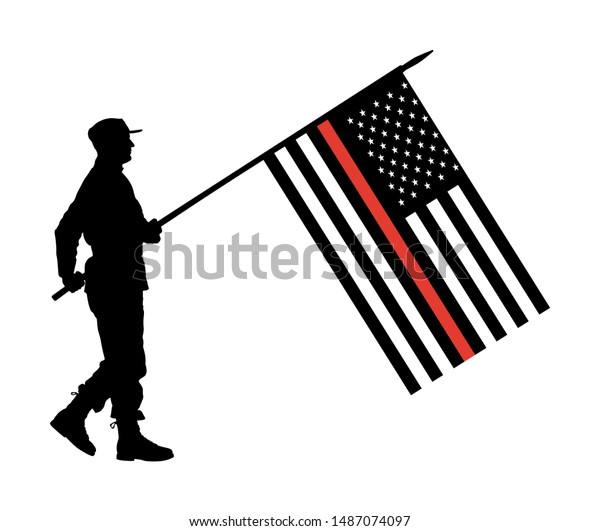 Thin Red Line Firefighter Flag Vector Stock Vector (Royalty Free ...