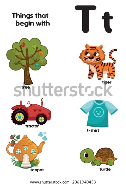 Things That Start Letter T Educational Stock Vector (Royalty Free ...