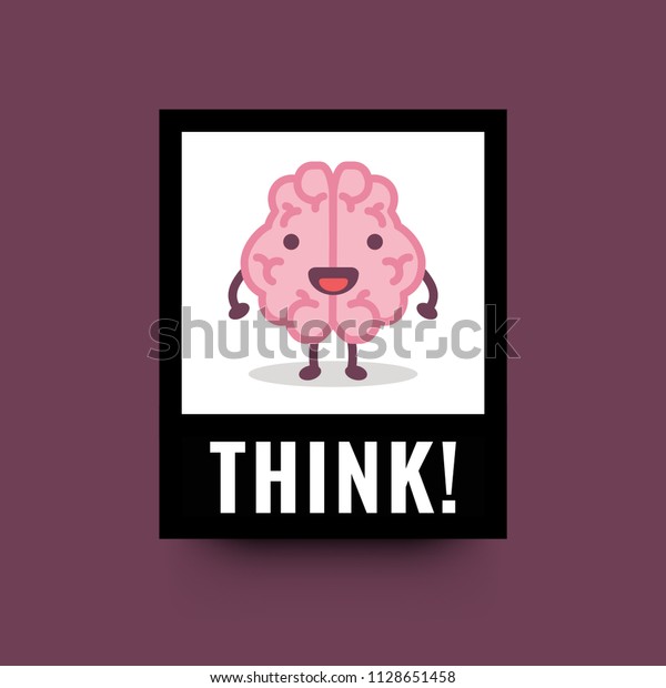 Think Brain Cartoon Vector Illustration Poster Stock Vector (Royalty ...