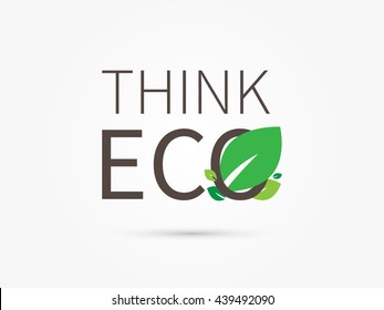 Think Eco Vector Illustration Text Green: เวกเตอร์สต็อก (ปลอดค่า ...