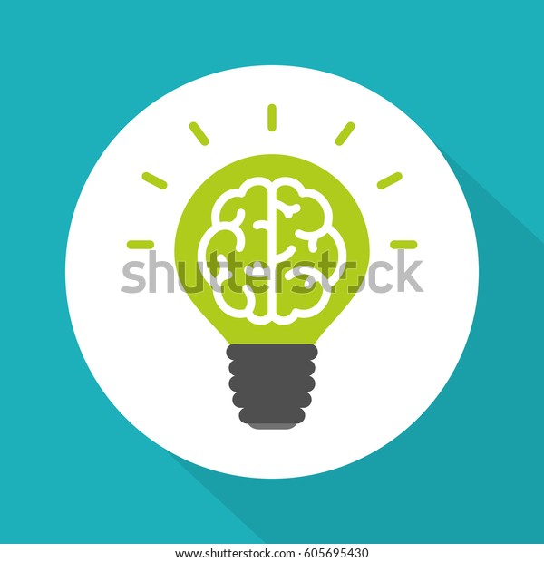 Think Green Symbol Brain Green Lightbulb Stock Vector (Royalty Free ...