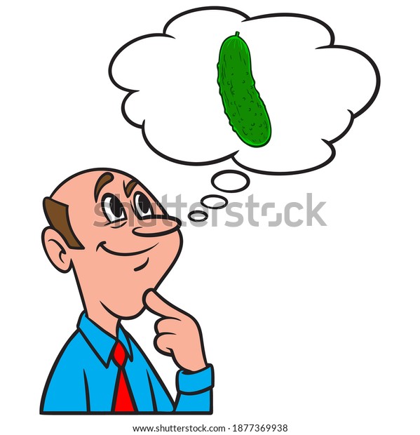 Thinking About Pickle Cartoon Illustration Man Stock Vector (Royalty ...