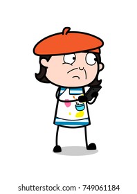 Thinking Before Call Cartoon Artist Vector Stock Vector (Royalty Free ...