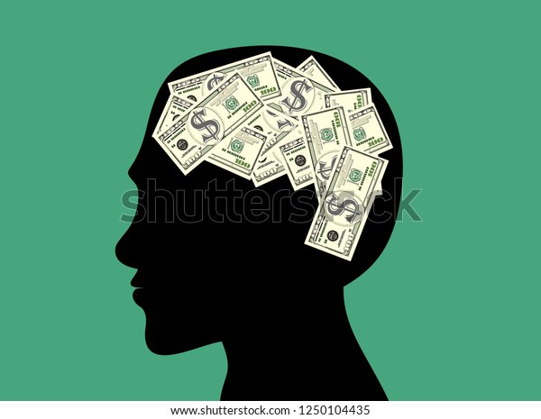 Thinking Brain Money Mind Concept Showing Stock Vector (Royalty Free ...