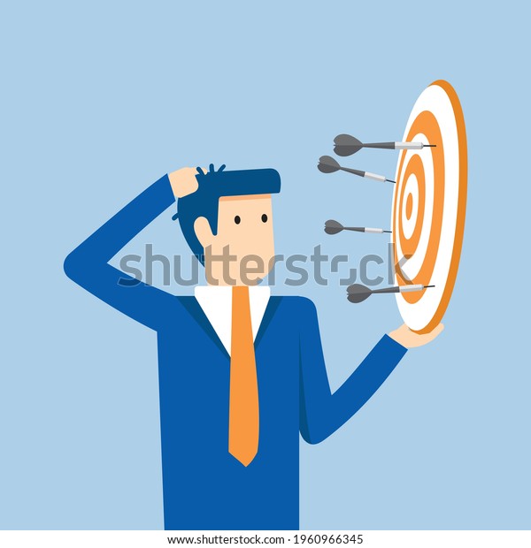 Thinking Businessman Miss Target Vector Illustration: เวกเตอร์สต็อก ...