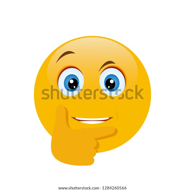 Thinking Face Emoji Single Finger Vector : image vectorielle de stock ...