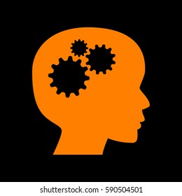 Thinking Head Sign Orange Icon On Stock Vector (Royalty Free) 590504501 ...