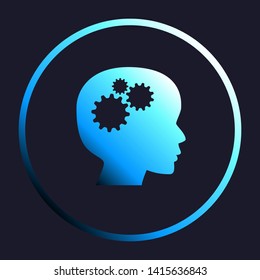 Thinking Head Sign White Cyan Blue Stock Vector (Royalty Free ...