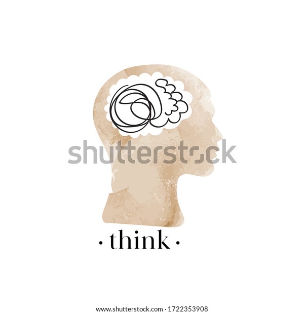 Thinking Head Vector Illustration Human Mind Stock Vector (Royalty Free ...