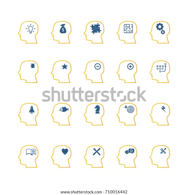 Thinking Heads Icon Set Vector Eps Stock Vector (Royalty Free ...