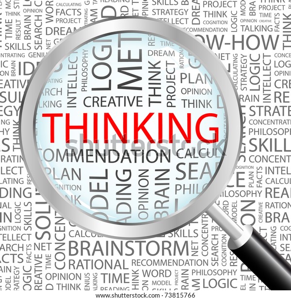 Thinking Magnifying Glass Over Background Different Stock Vector ...