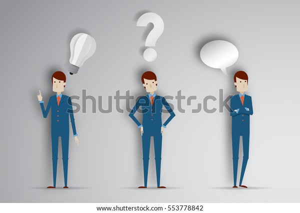 Thinking Man Question Mark Idea Light Stock Vector (Royalty Free ...