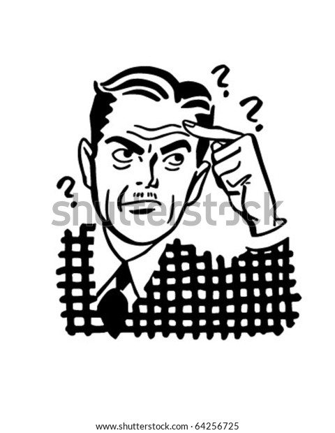 Thinking Man Retro Clipart Illustration Stock Vector (Royalty Free ...