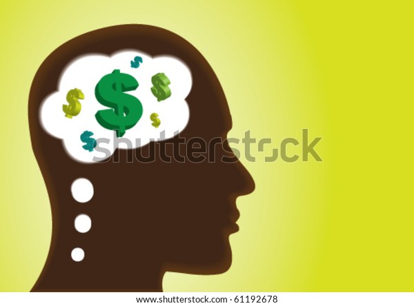 Thinking Money Concept Showing Headbrain Thinking Stock Vector (Royalty ...
