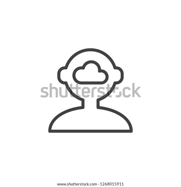 Thinking Person Outline Icon Linear Style Stock Vector (Royalty Free ...