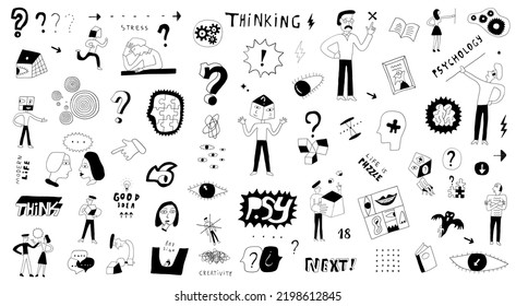 Thinking Psychology Doodle Set Hand Drawn Stock Vector (Royalty Free ...