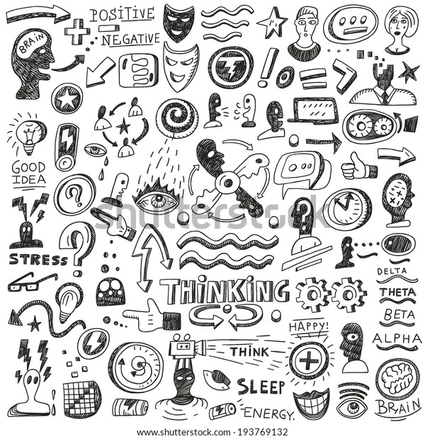 Thinking Psychology Doodles Set Stock Vector (Royalty Free) 193769132