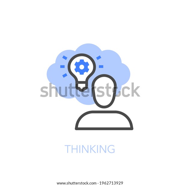 Thinking Symbol Person Thinking Bubble Easy Stock Vector (Royalty Free ...