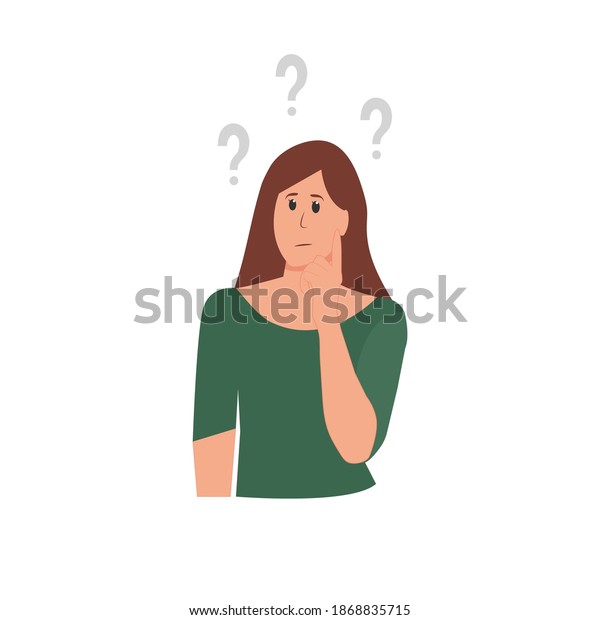 Thinking Woman Question Marks Vector Illustration Stock Vector (Royalty ...