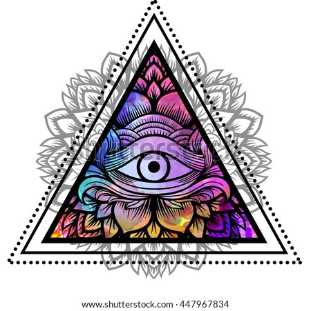 Third Eye Floral Mandala Inside Triangle Stock Vector (Royalty Free ...