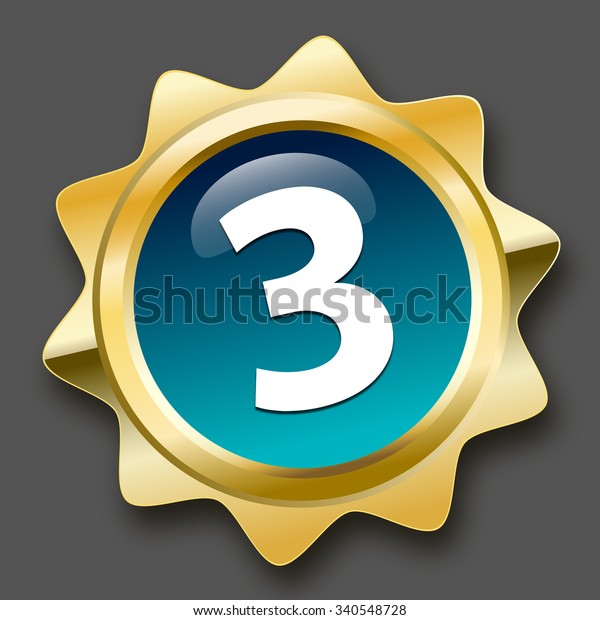 Third Place Seal Icon Glossy Golden Stock Vector (Royalty Free ...