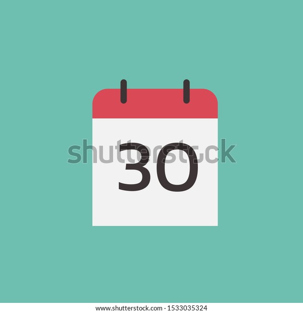 Thirty Date Calendar Icon Symbol Flat: เวกเตอร์สต็อก (ปลอดค่าลิขสิทธิ์ ...