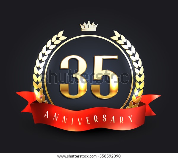 Thirty Five Years Anniversary Banner 35th Stock Vector (Royalty Free ...