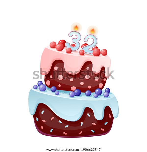Thirty Two Years Birthday Cake Candles Stock Vector (Royalty Free ...