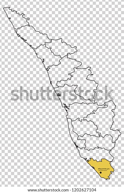 Thiruvananthapuram District Shown Highlighted Yellow Colour: стоковая ...
