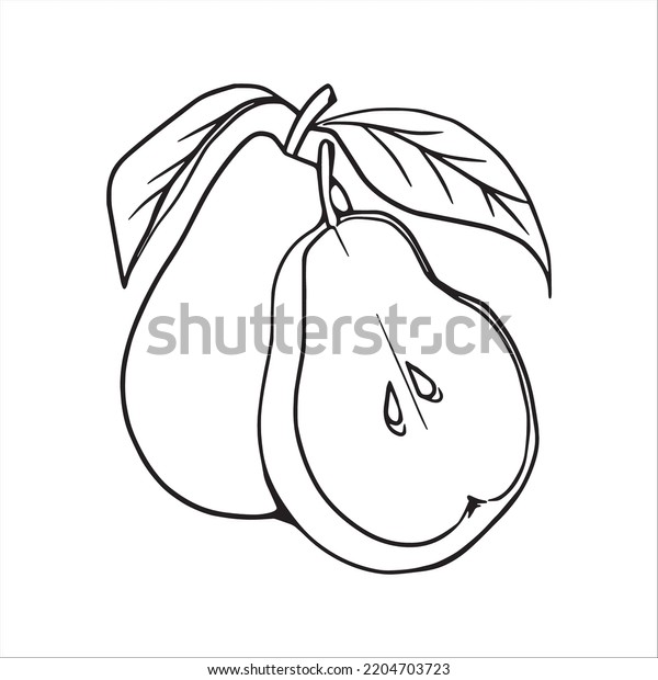 This Cute Beautiful Pear Line Art Stock Vector (Royalty Free ...