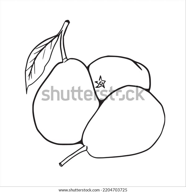 This Cute Beautiful Pear Line Art Stock Vector (Royalty Free ...