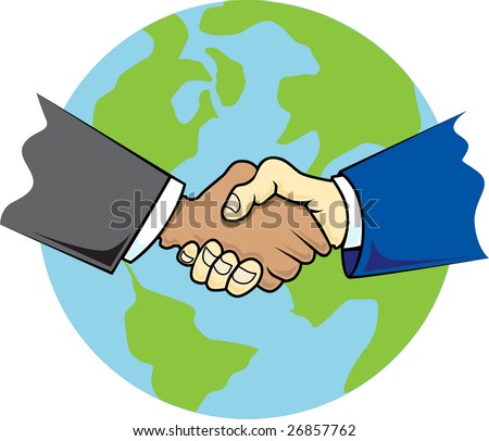 This Depiction Global Handshake Globe Background Stock Vector (Royalty ...
