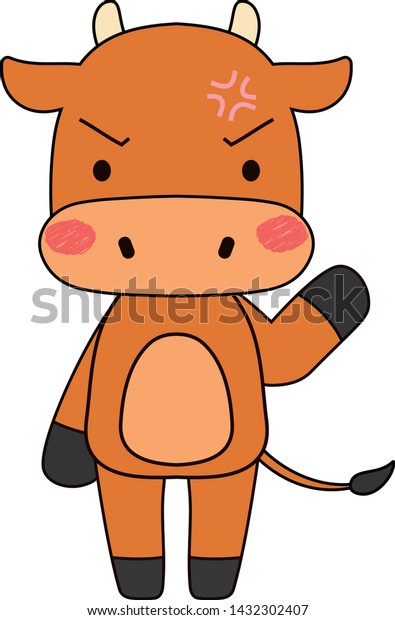 This Fulllength Illustration Cute Beef Cow Stock Vector (Royalty Free ...