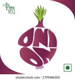 This Illustration All About Onion Typography Stock Vector (Royalty Free ...