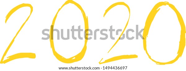 This Illustration Handwritten 2020 Character Illustration Stock Vector ...