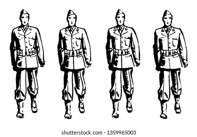 This Illustration Represents Forward March Four Stock Vector (Royalty ...