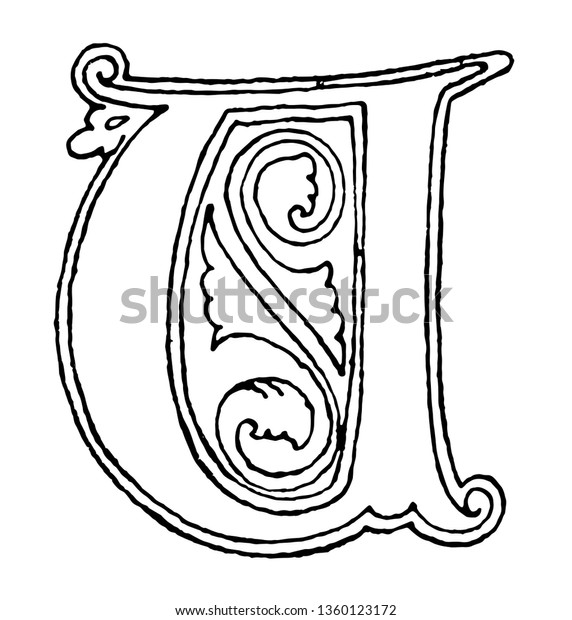 This Illustration Represents Gothic Uncial V Stock Vector (Royalty Free ...