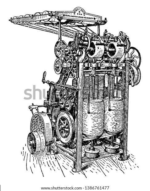 Vektor Stok This Illustration Represents Two Spindle Drawing (Tanpa ...