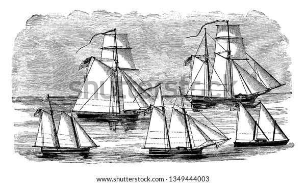 This Illustration Represents Types 188 Gunboats Stock Vector (Royalty ...