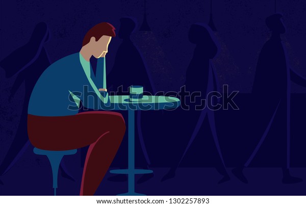 This Illustration Shows Sad Man Sitting Stock Vector (Royalty Free ...