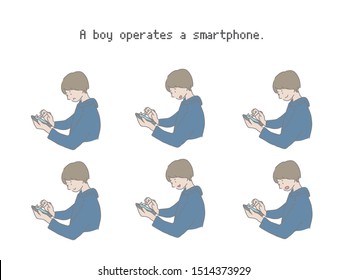 This Illustration Young Man Operating Smartphone Stock Vector (Royalty ...