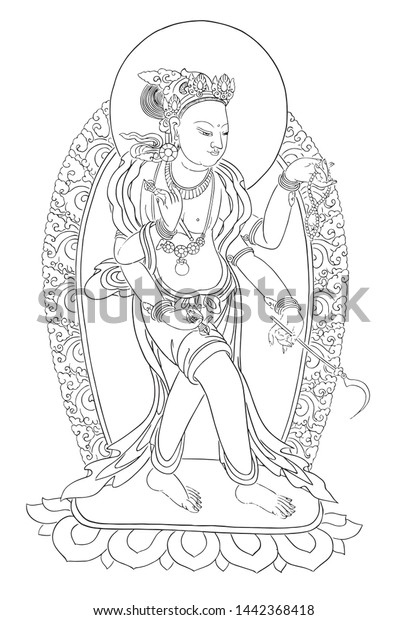 This Line Drawing Buddhist Buddha Stock Vector (Royalty Free ...