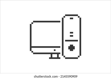 This Pixel Art Style Icon Computer Stock Vector (Royalty Free ...