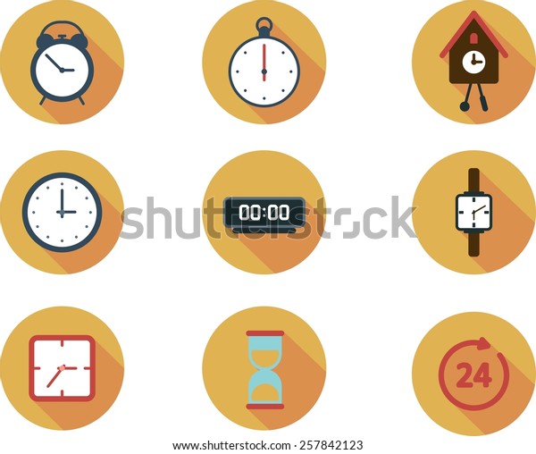 This Set Flat Icons Clock Topic Stock Vector (Royalty Free) 257842123 ...