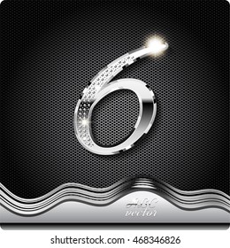 This Stylish Metal Chrome Number 6 Stock Vector (Royalty Free ...