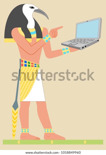 Thoth Ancient Egyptian God Wisdom Writing 스톡 벡터(로열티 프리) 1058849960 ...